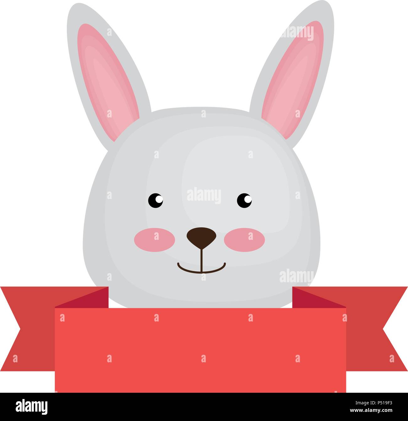 cute rabbit with ribbon character icon Stock Vector Image & Art - Alamy