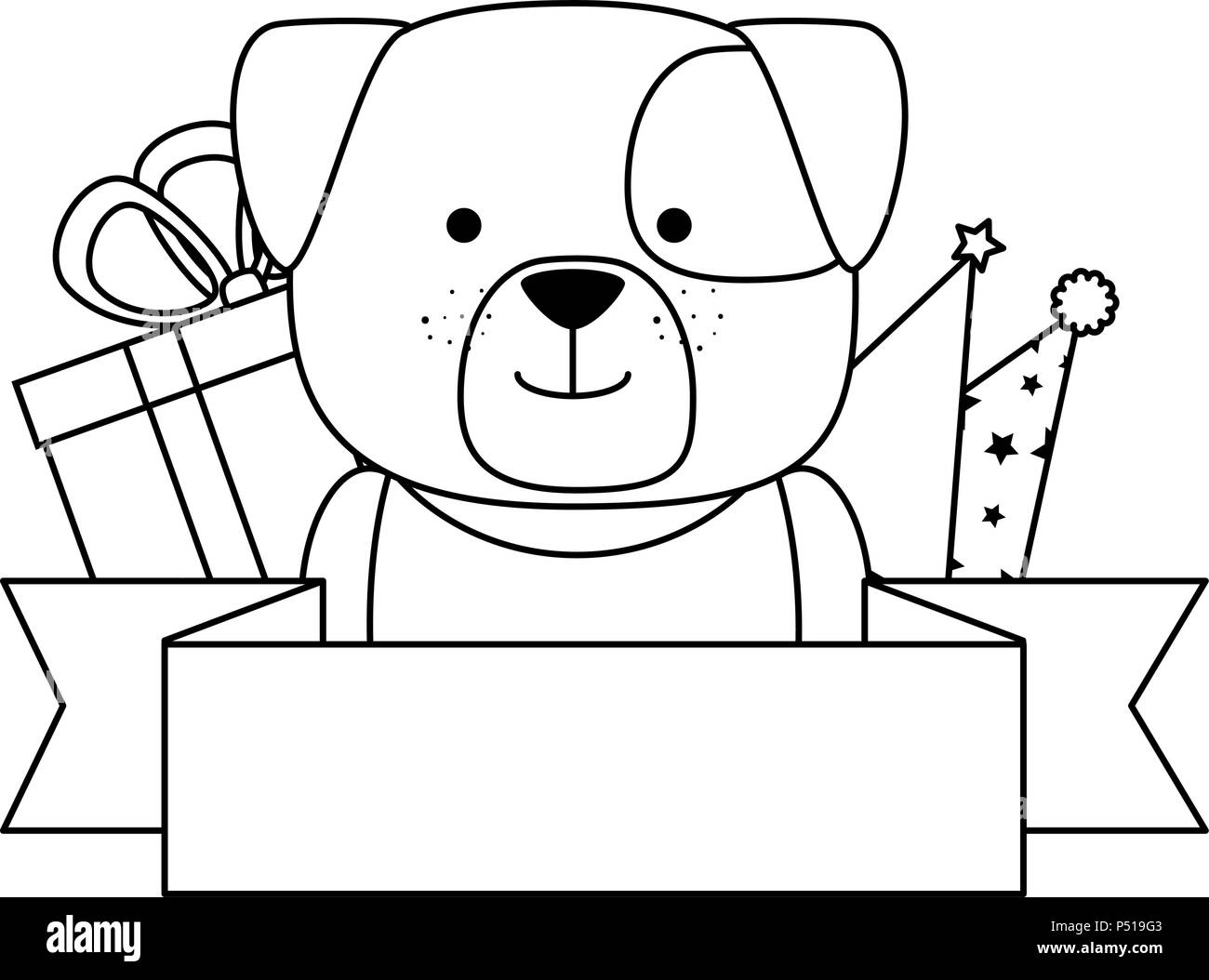 cute dog with gift and hats character Stock Vector Image & Art - Alamy