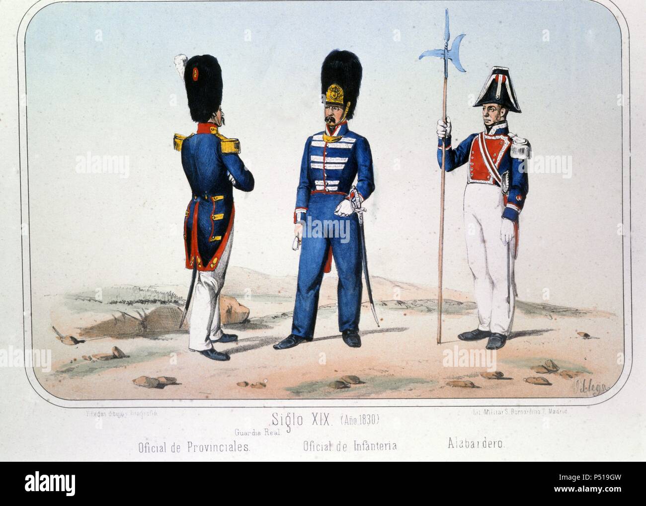 Reinado de Fernando VII (1814 a 1833). Guardias Reales en el año 1830 ...
