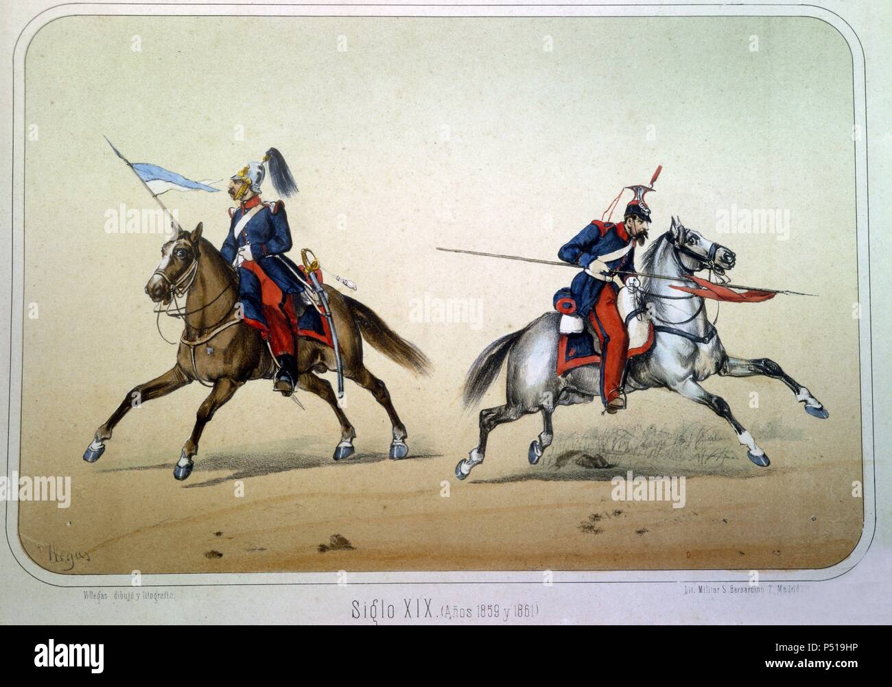 Reinado de Isabel II (1833 a 1868). Lanceros de los Regimientos de ...