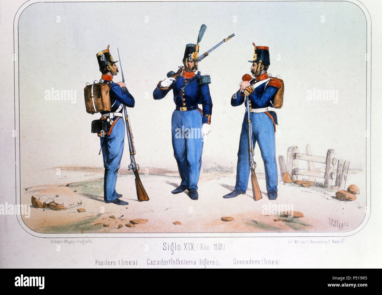 Reinado de Isabel II (1833 a 1868). Fusilero, Cazador y Granadero en el ...