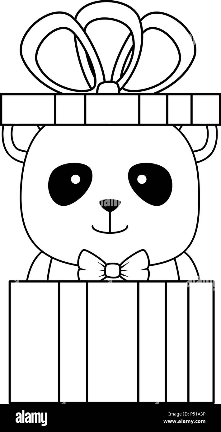 Adorable cartoon bear character in Black and White Stock Photos ...