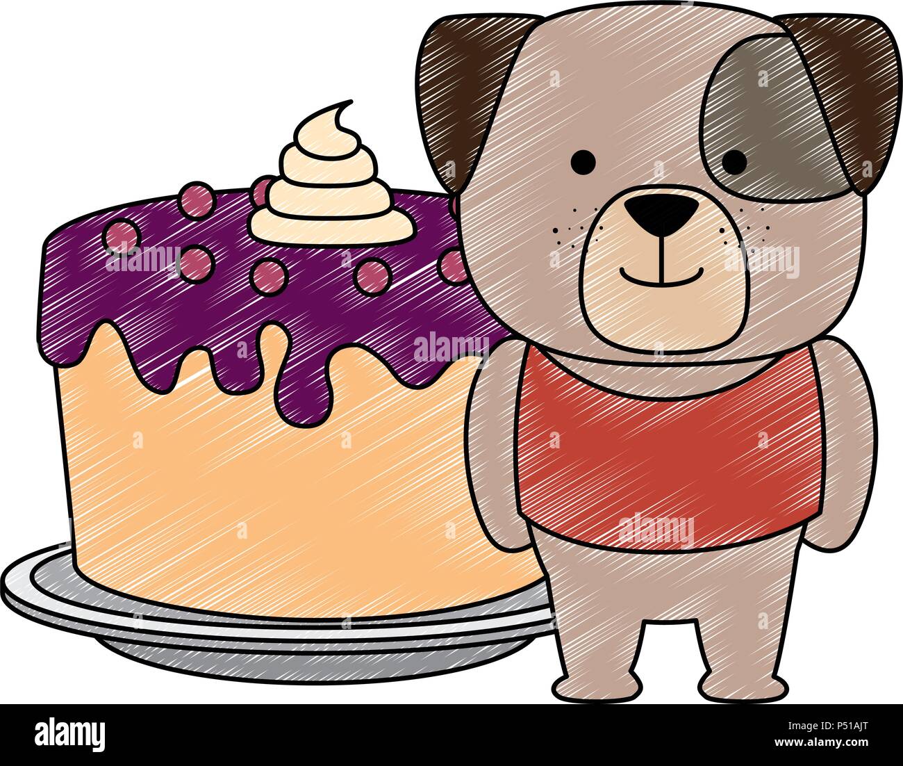 cute dog with sweet cake character Stock Vector Image & Art - Alamy