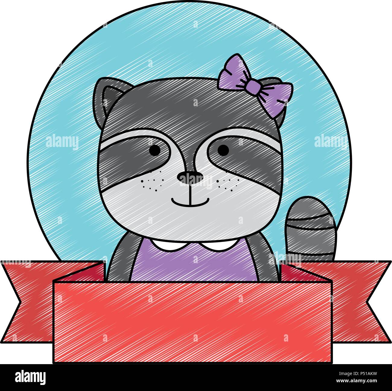cute raccoon character with ribbon Stock Vector Image & Art - Alamy