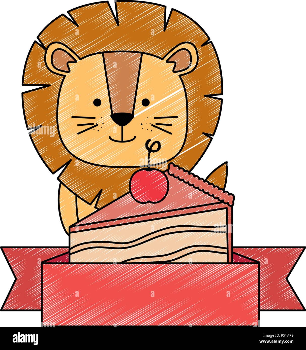 Cartoon illustration lion birthday cake hi-res stock photography and ...