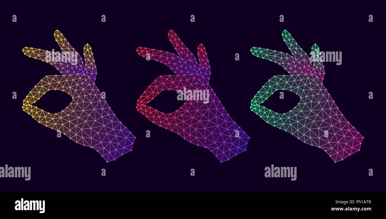 Computer Hand with line Connections, Plexuses and Knots. Vector ...