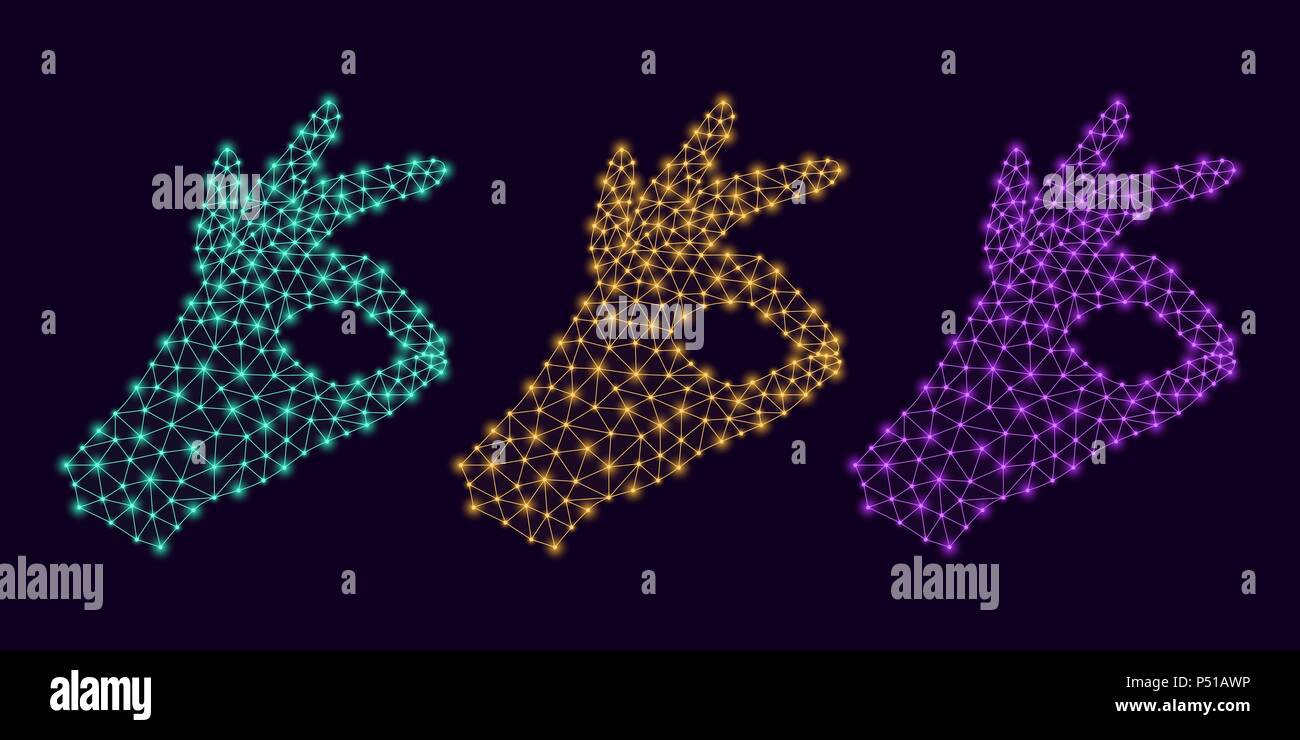 Computer Hand with line Connections, Plexuses and Knots. Vector ...