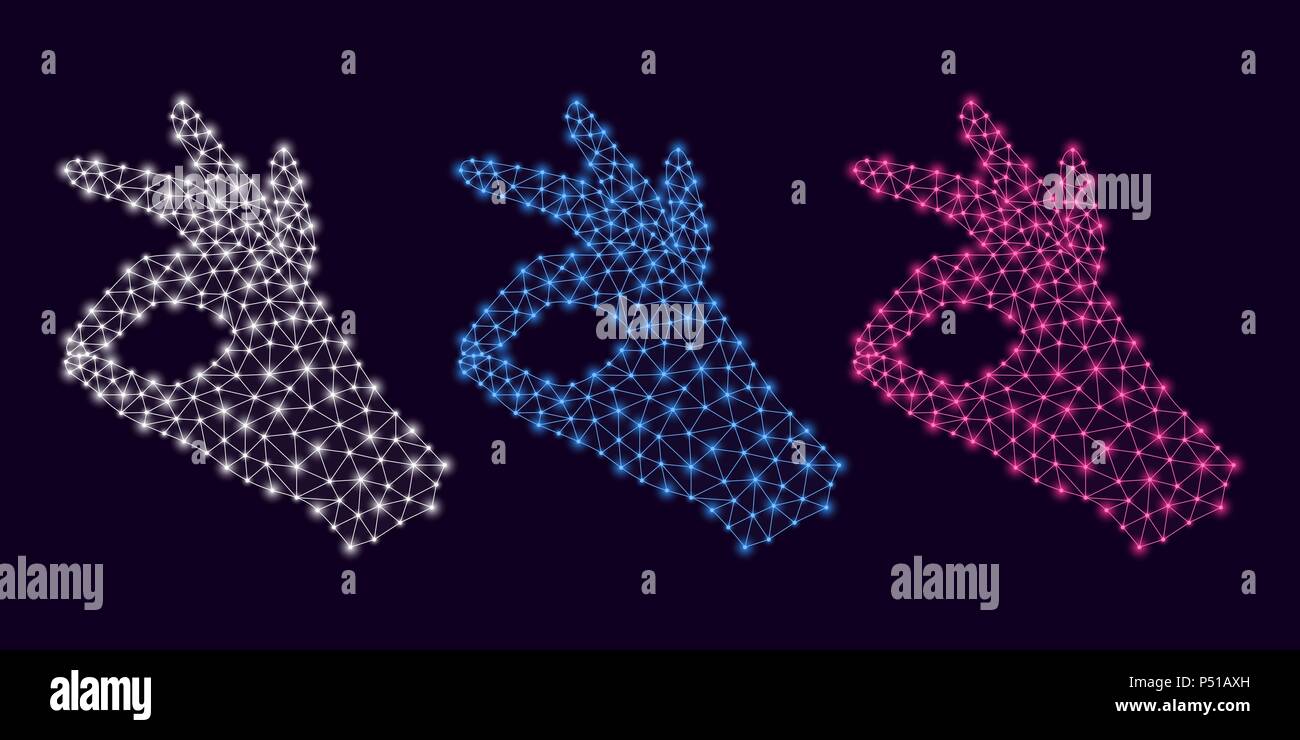 Computer Hand with line Connections, Plexuses and Knots. Vector ...