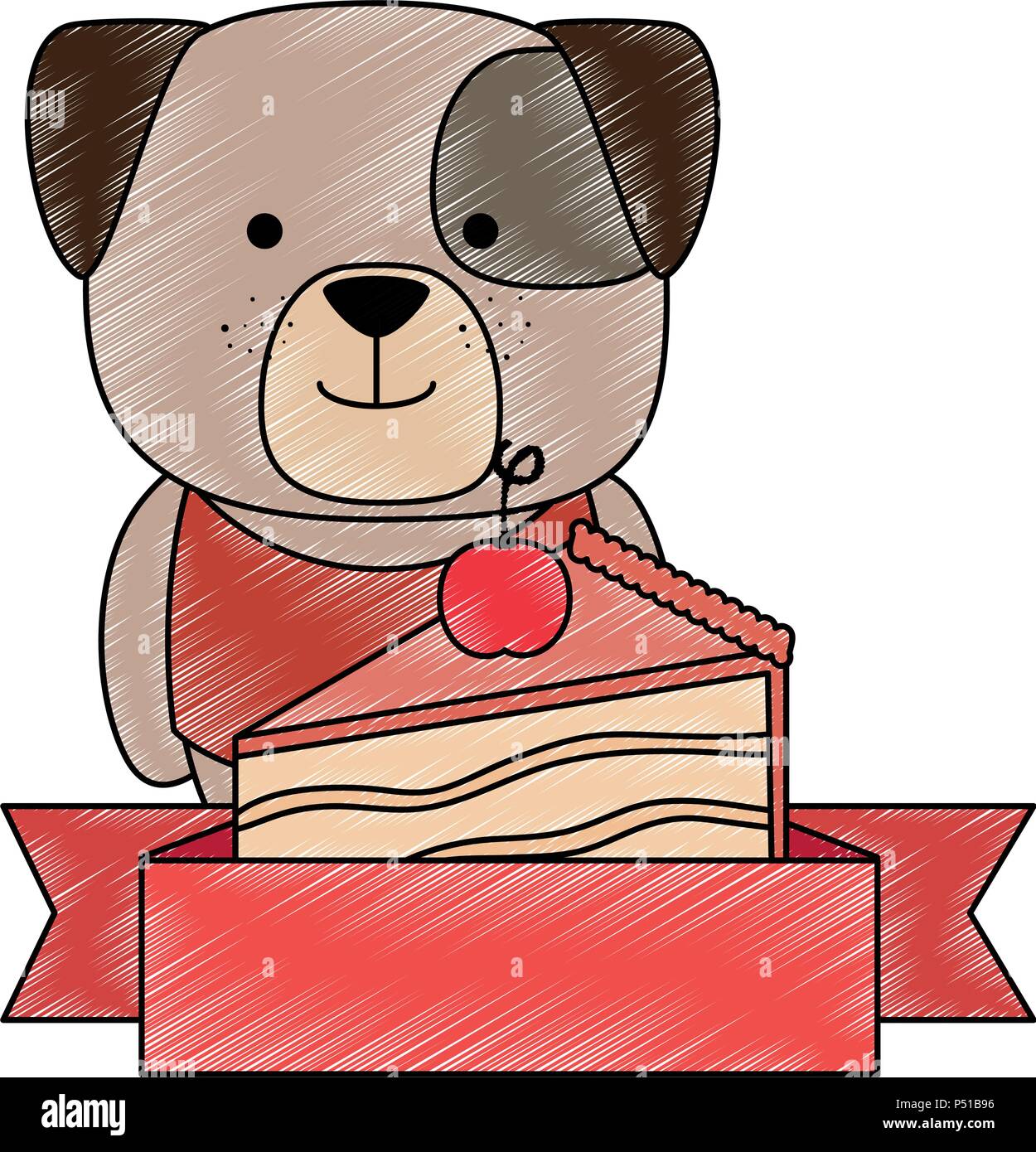 cute dog with cake portion character Stock Vector Image & Art - Alamy