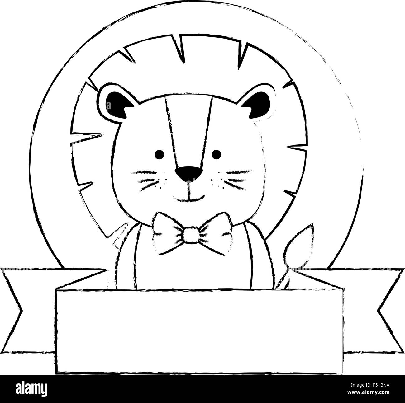 cute lion with ribbon character icon Stock Vector Image & Art - Alamy