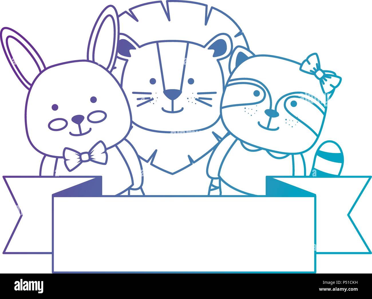 cute animals with ribbon characters Stock Vector Image & Art - Alamy