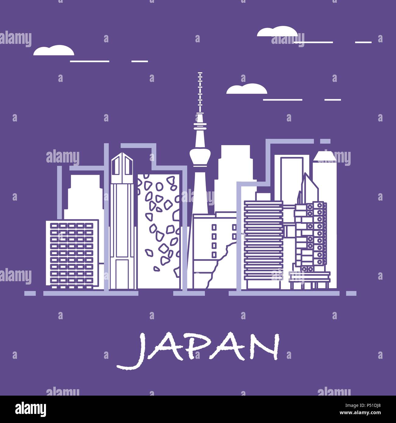 Unusual Japanese architecture. Famous building and skyscrapers. Travel ...