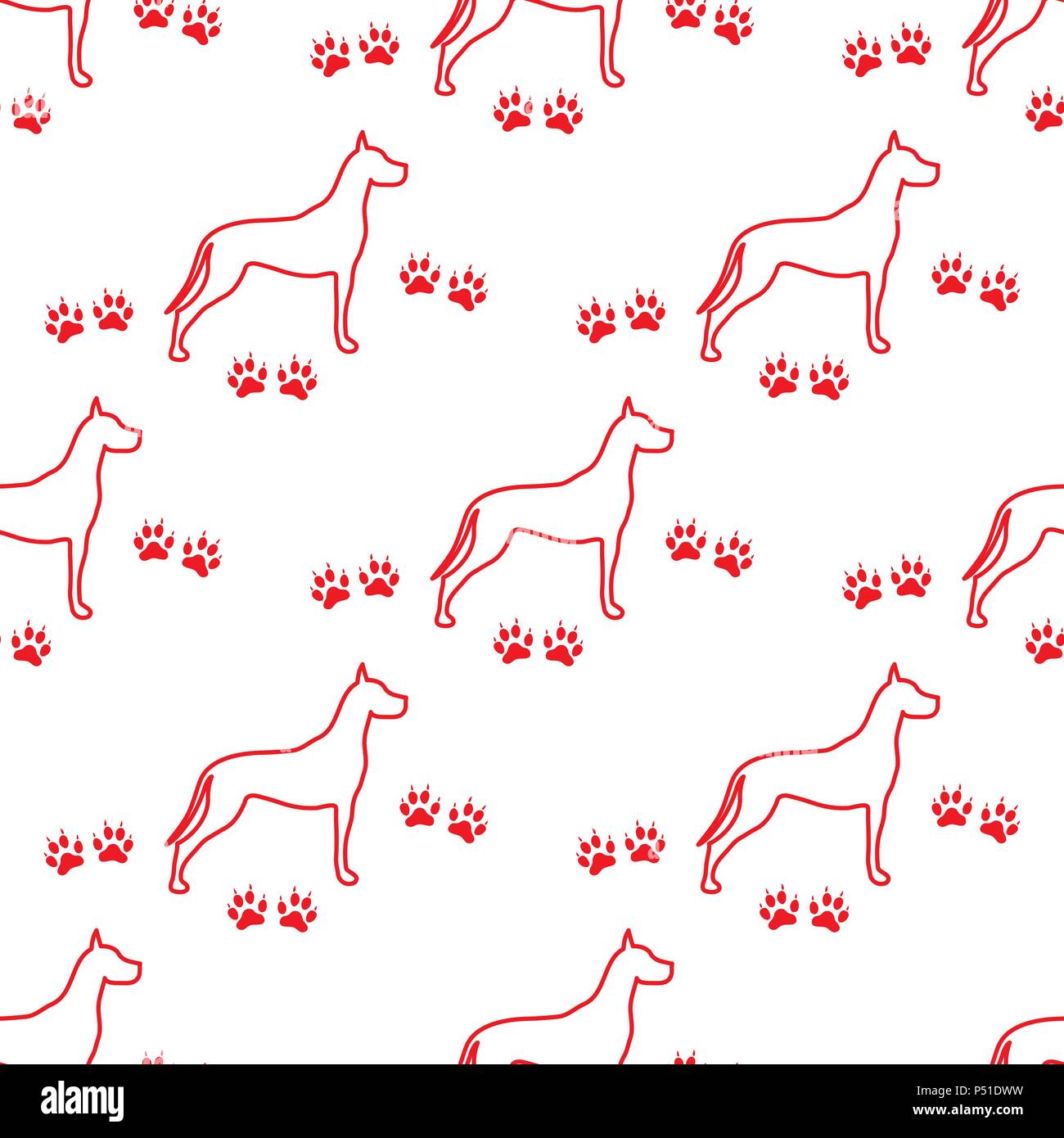 Seamless pattern with dog and dog tracks. Animal pattern Stock Vector ...