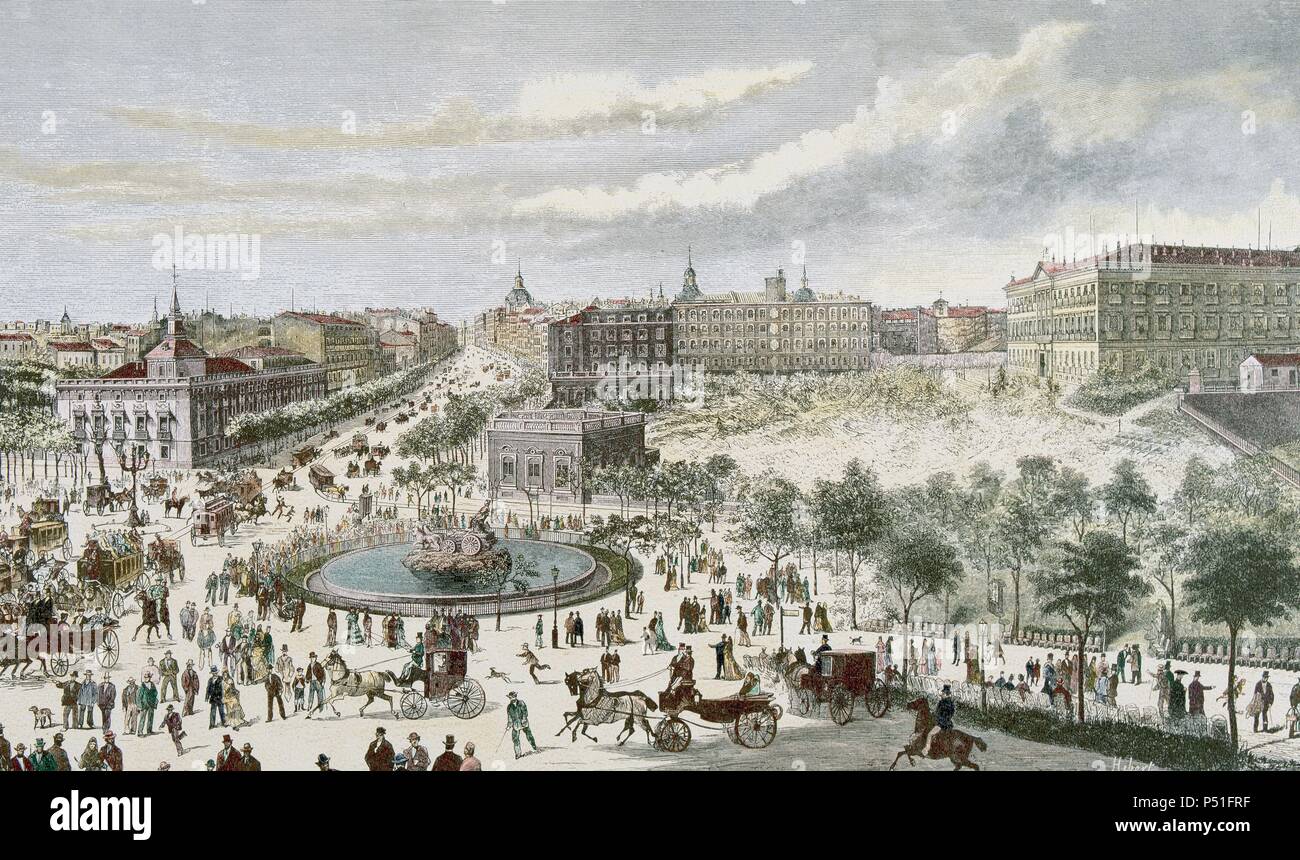 MADRID. Vista de la CALLE ALCALA EN UN DIA DE TOROS (1882). España ...