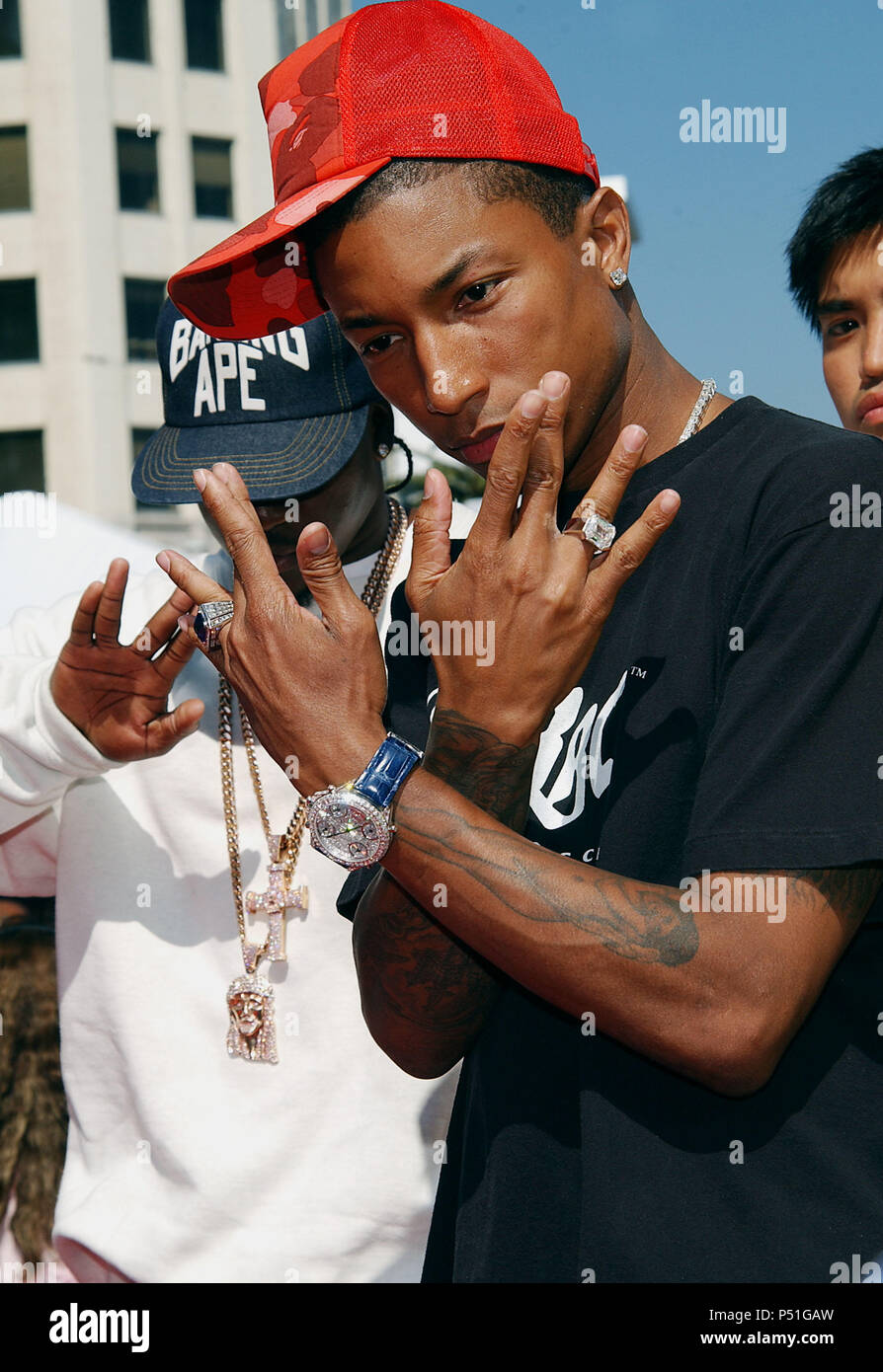 Pharrell arriving at the BET Awards at the Kodak Theatre in Los Angeles ...