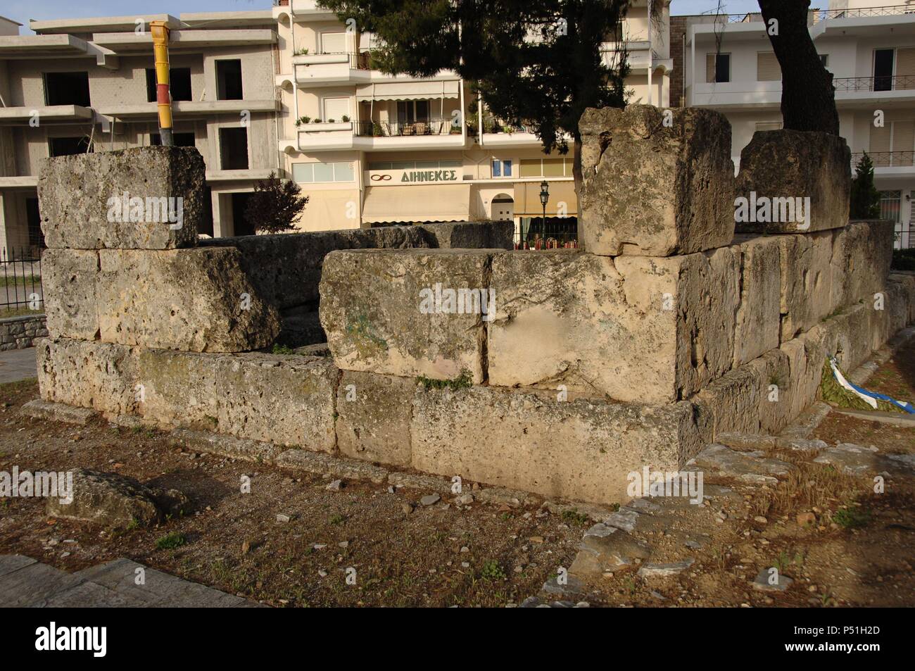 Greece. Peloponnese. Modern city of Sparta. Tomb of Leonidas, also ...