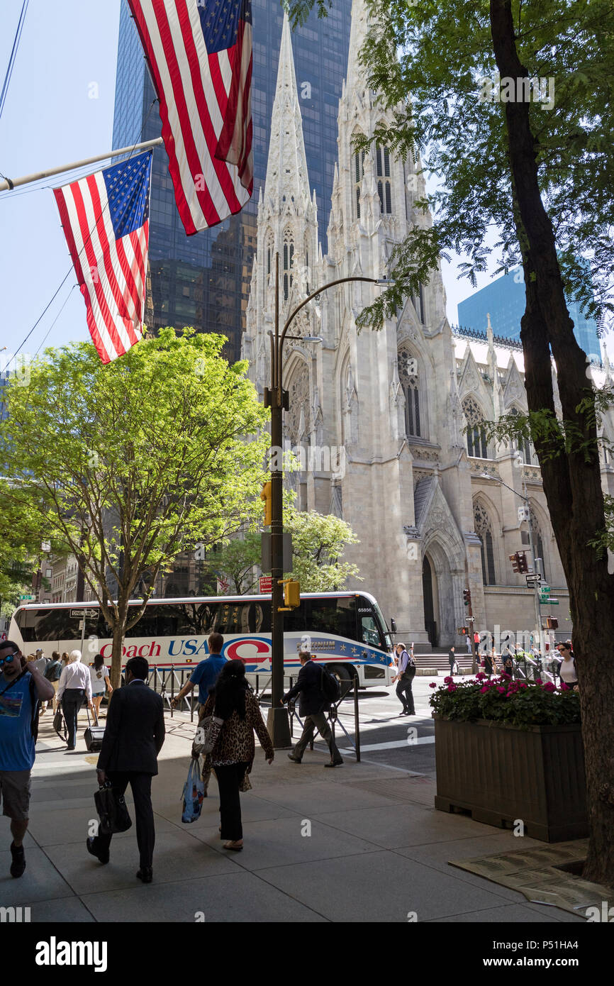 St Patrick's Cathedral spires on 5th Avenue New york USA. St Patrick's ...