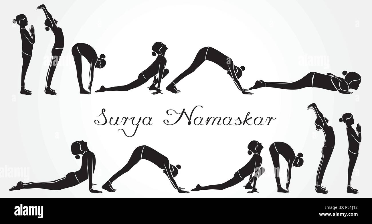 illustration of woman doing SURYA NAMASKAR for International Yoga Day ...