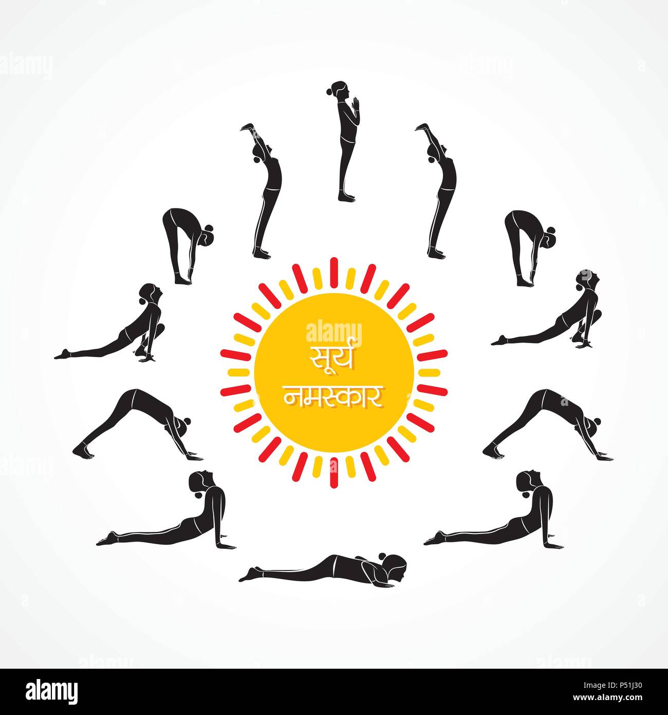 illustration of woman doing SURYA NAMASKAR for International Yoga Day ...