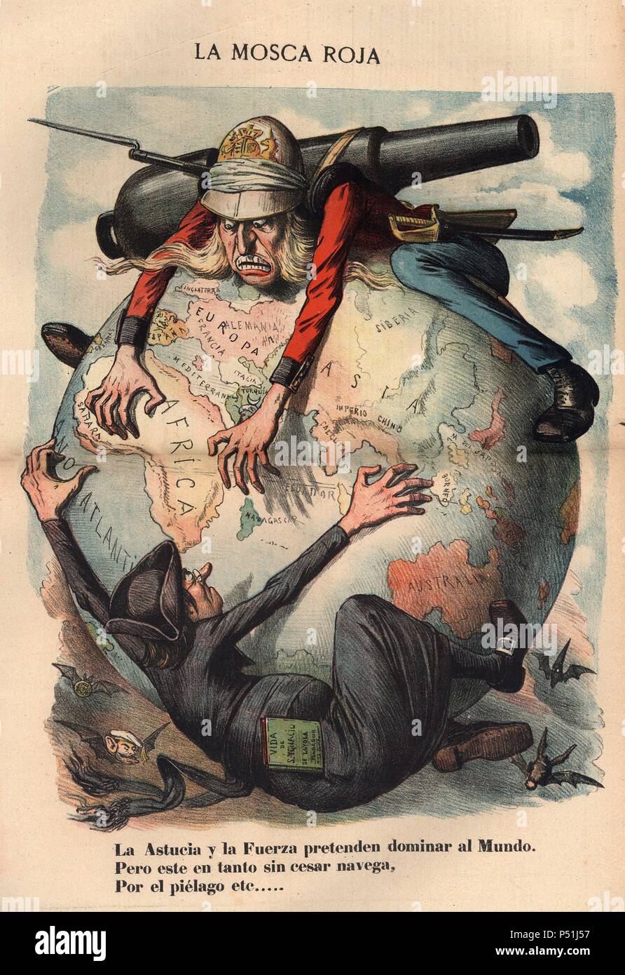 Dibujo político satírico de la época sobre el dominio del mundo por el ... Dibujo político satírico de la época sobre el dominio del mundo por el ...
