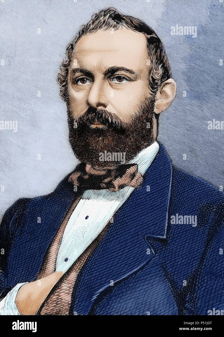 Charles XV (1826-1872). King of Sweden and Norway (1859-1872). Colored ...