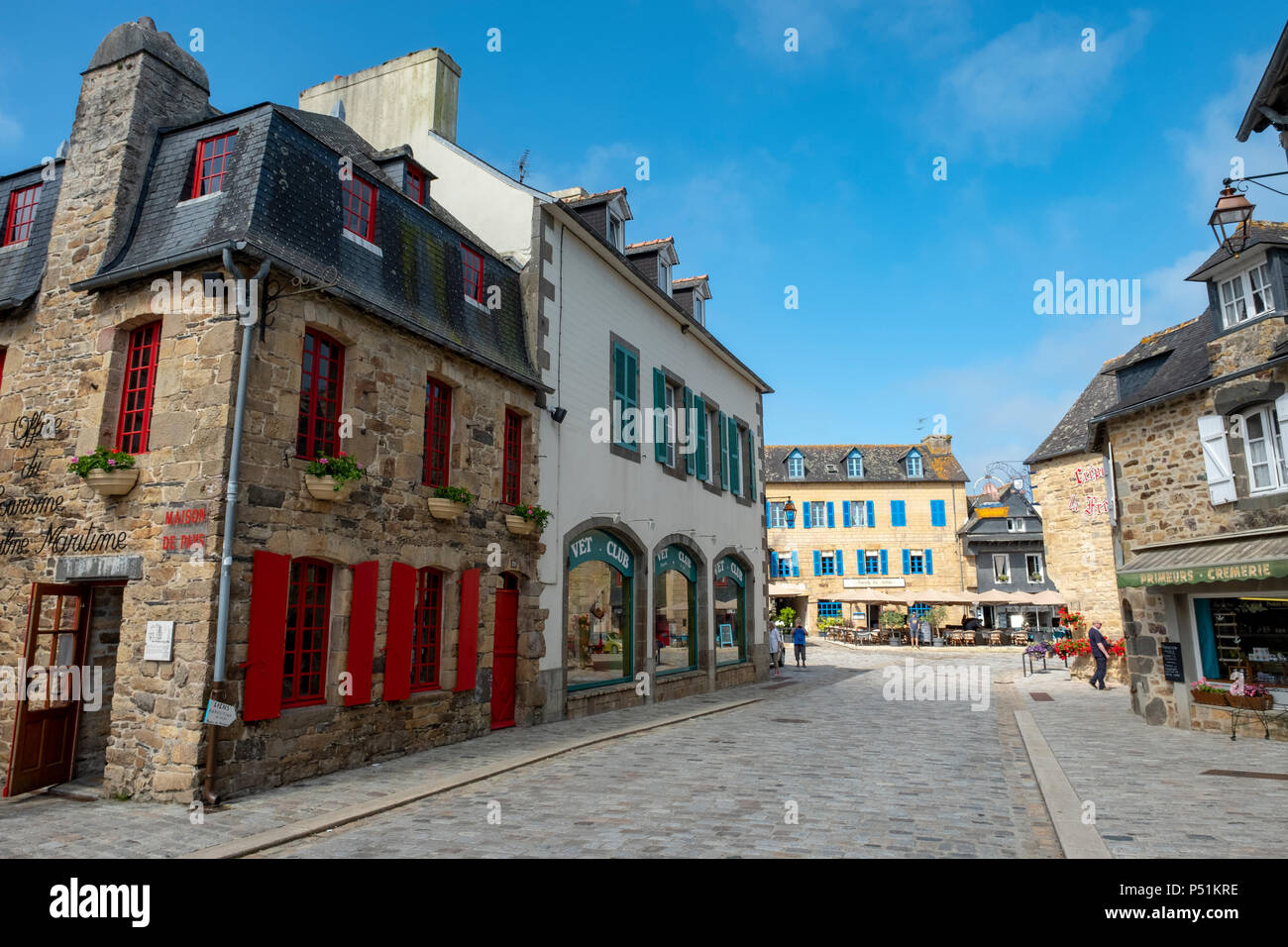 Le Faou town centre in the Finistère department of Brittany in north ...