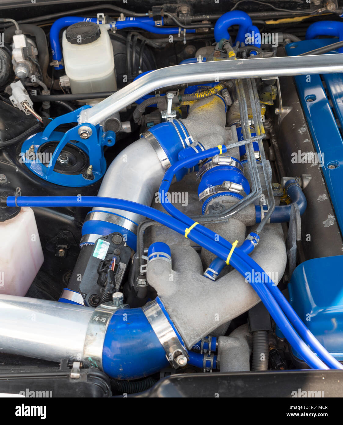 Close up detail of tuned car engine Stock Photo - Alamy