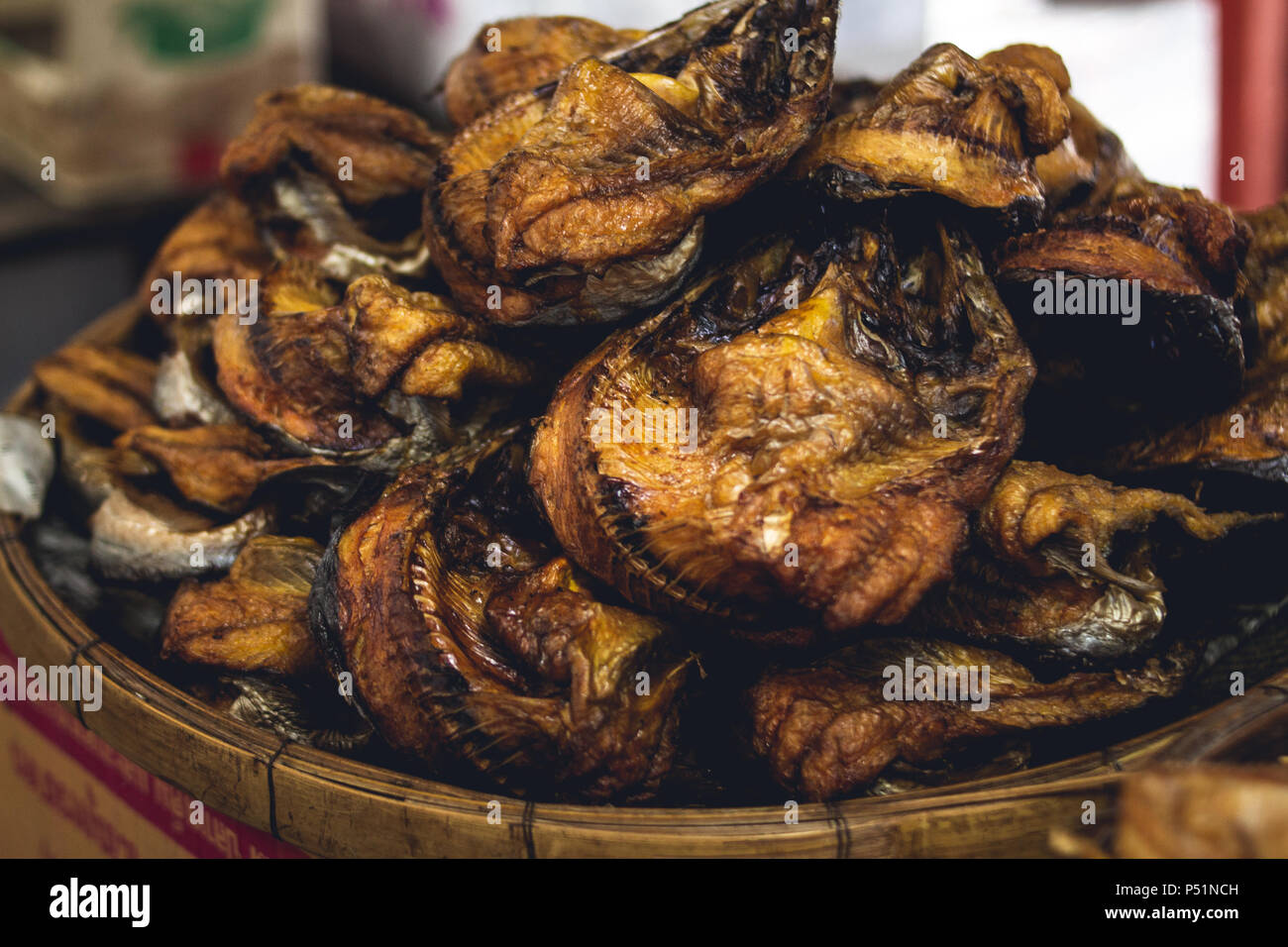 Dried fish in the fresh market In Asia Stock Photo - Alamy