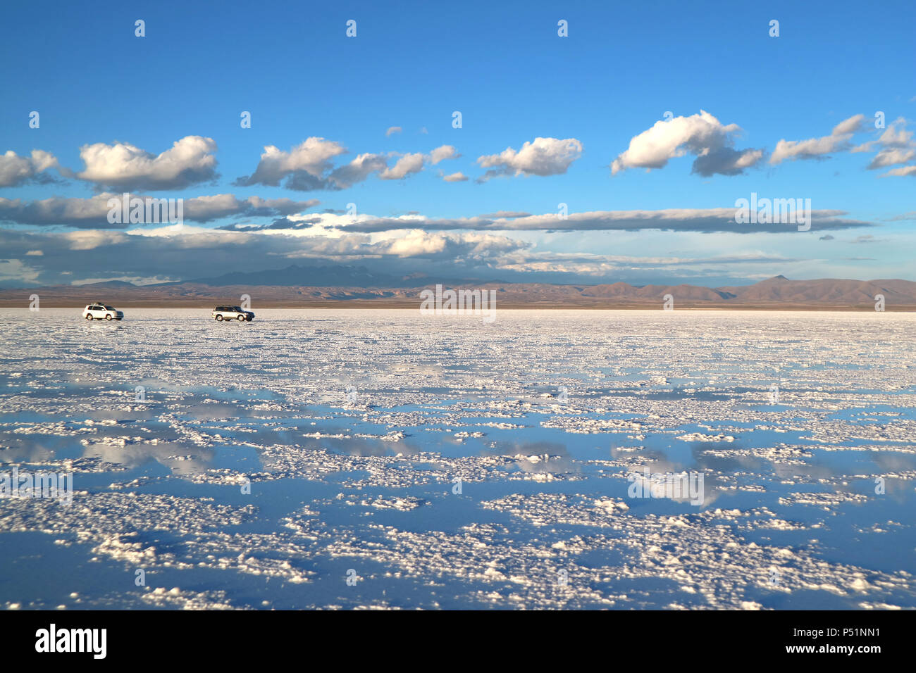 Uyuni Salts Flats or Salar de Uyuni on the end of rainy season, Bolivia ...