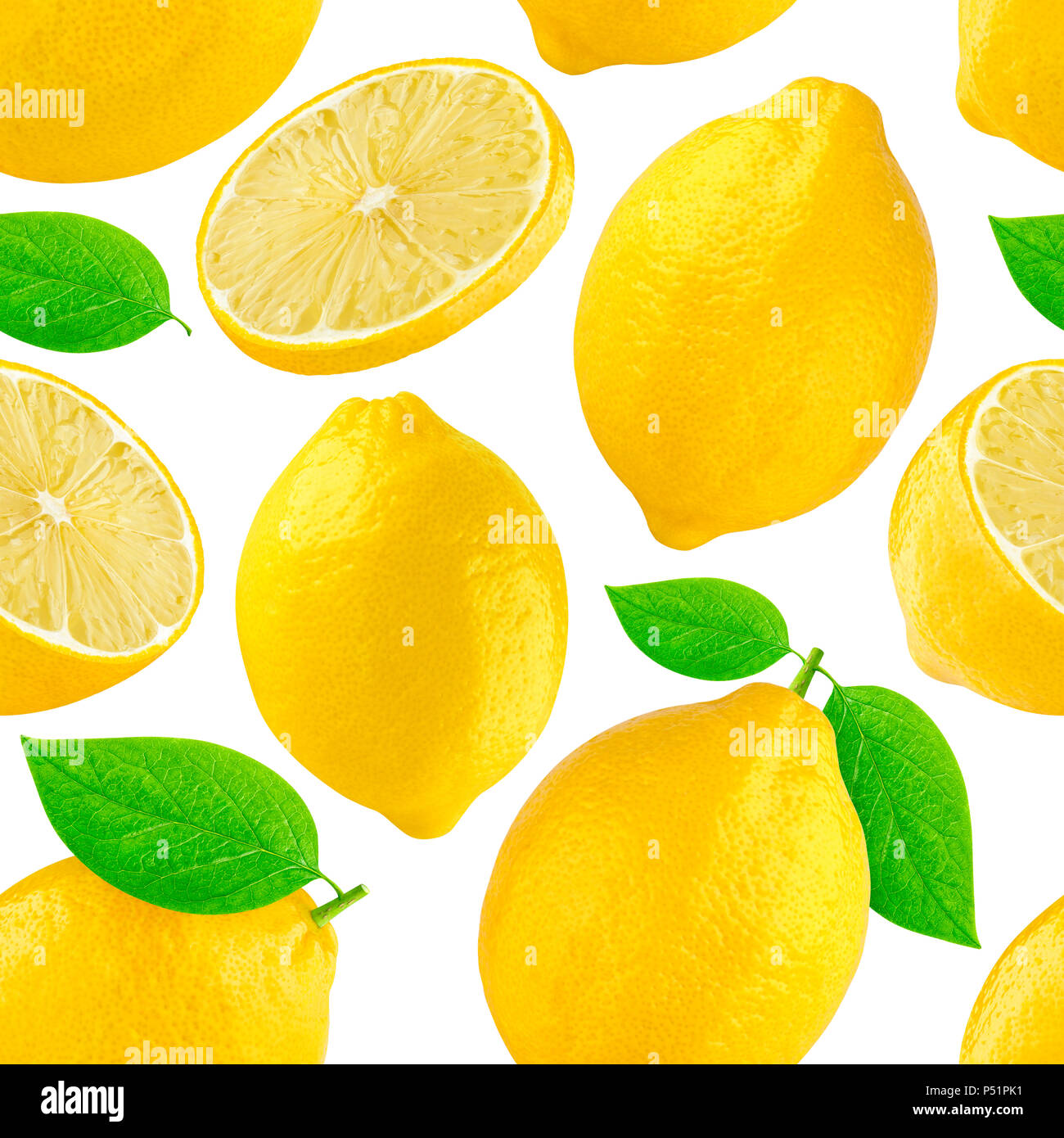 Seamless pattern with lemons. Lemon isolated on white background Stock ...