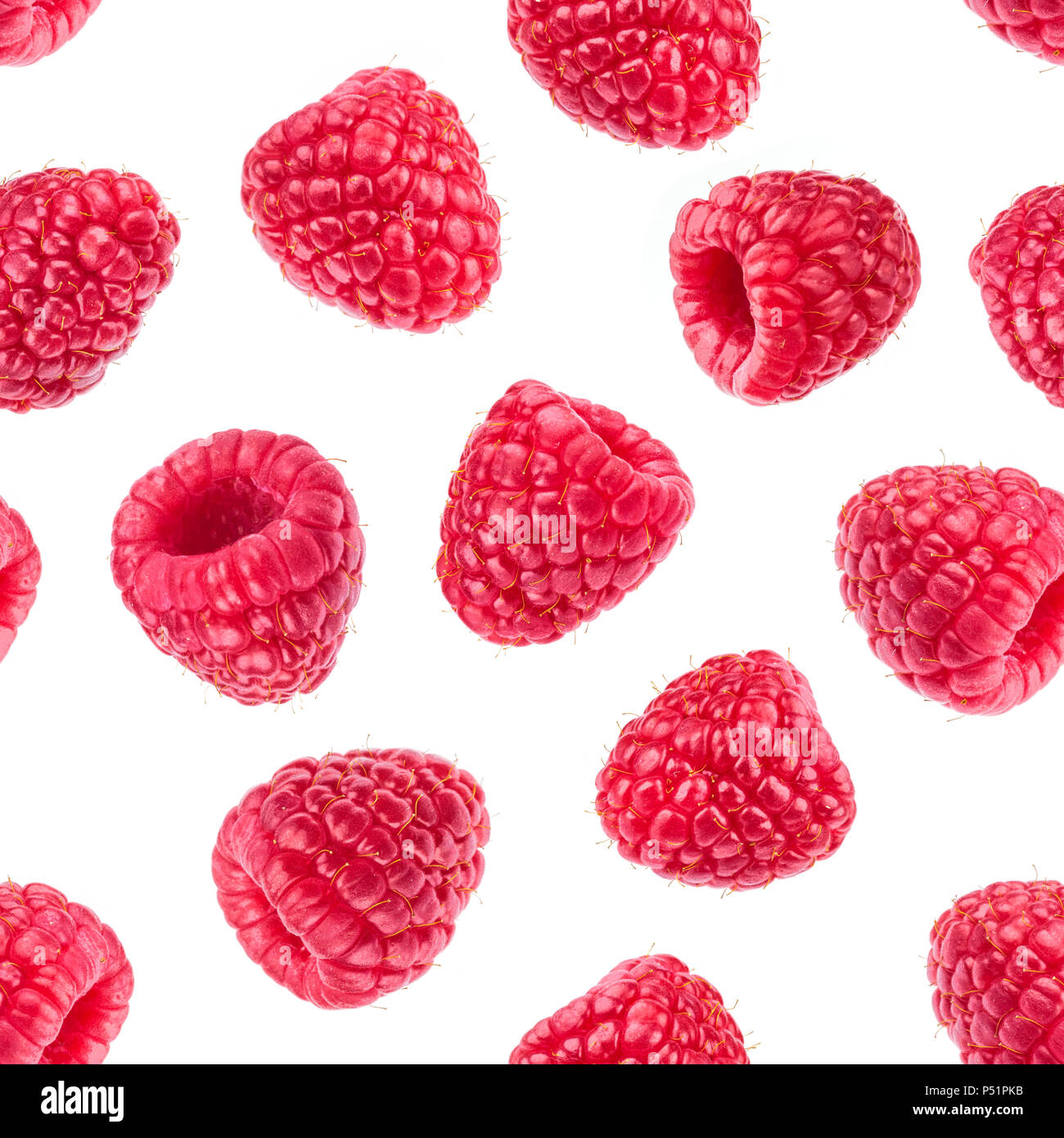 Raspberry isolated on white background. Seamless pattern Stock Photo ...