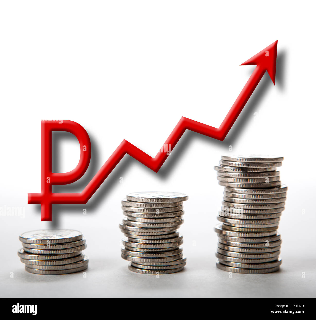 stacks of ruble coins with diagram close up Stock Photo - Alamy
