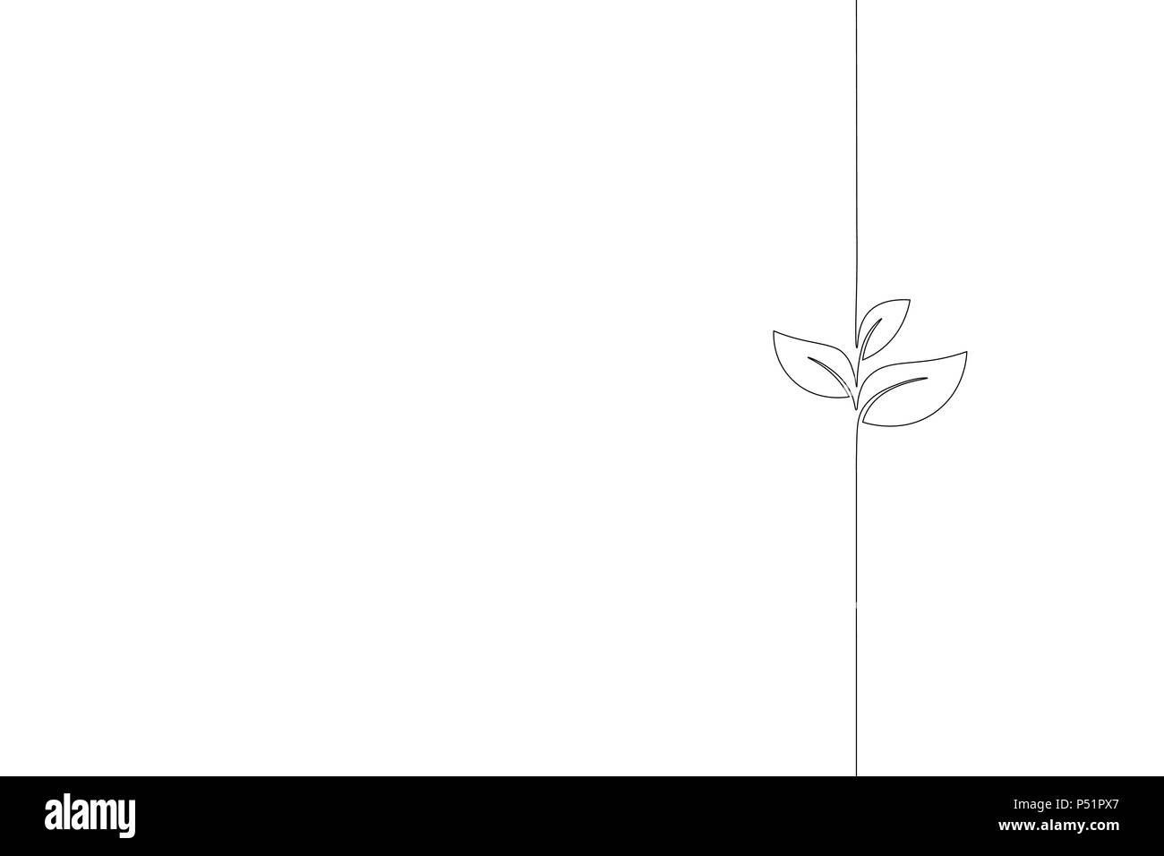 Single continuous line art growing sprout. Plant leaves seed grow soil ...
