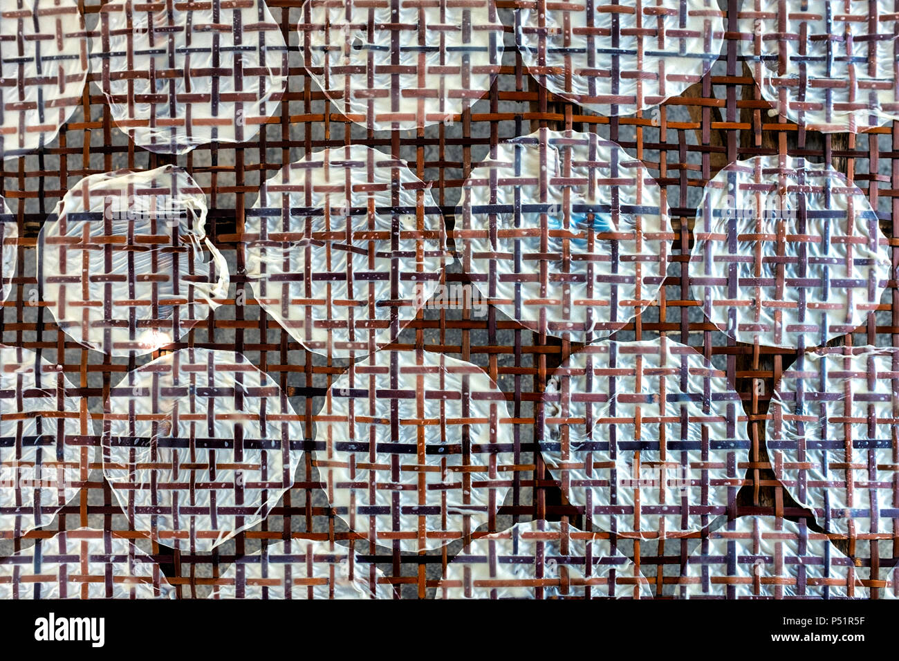 Dried starch sheets used for cambodian non fried spring rolls Stock ...