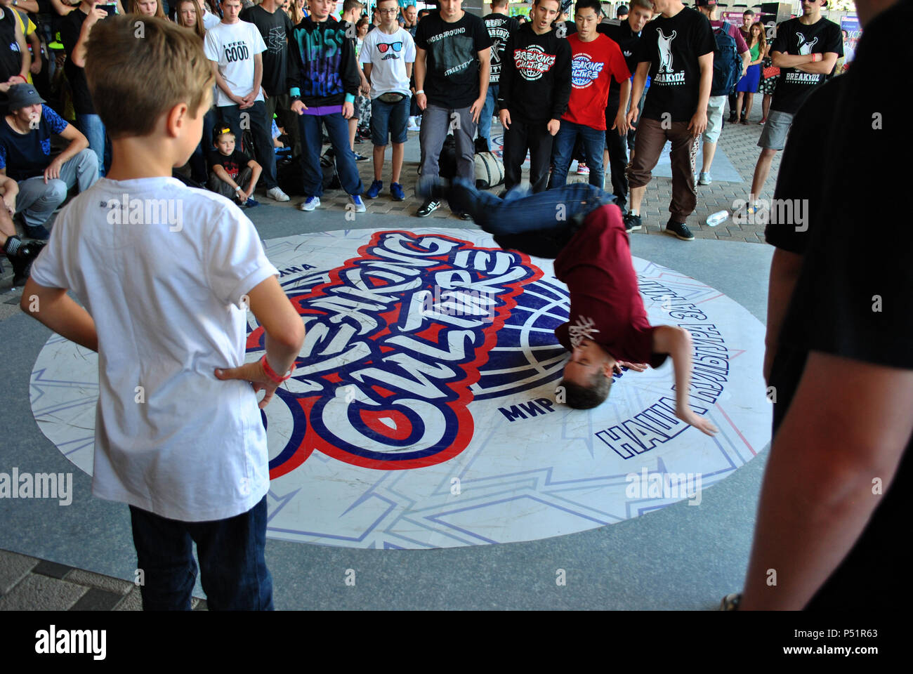 Teenagers break dancers on street festival "breaking culture" competing ...