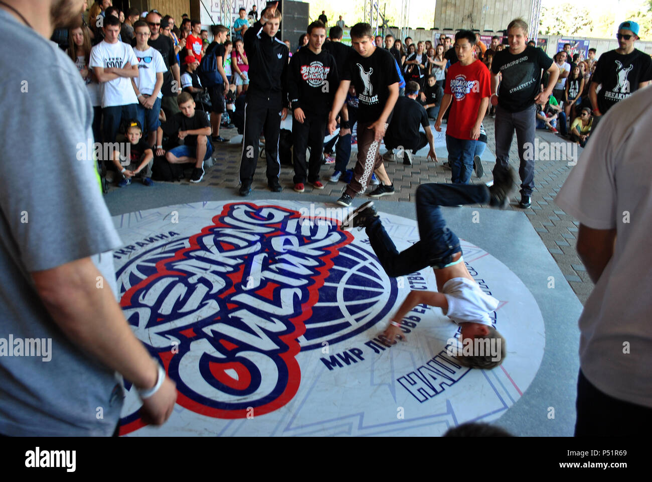 Teenagers break dancers on street festival "breaking culture" competing ...