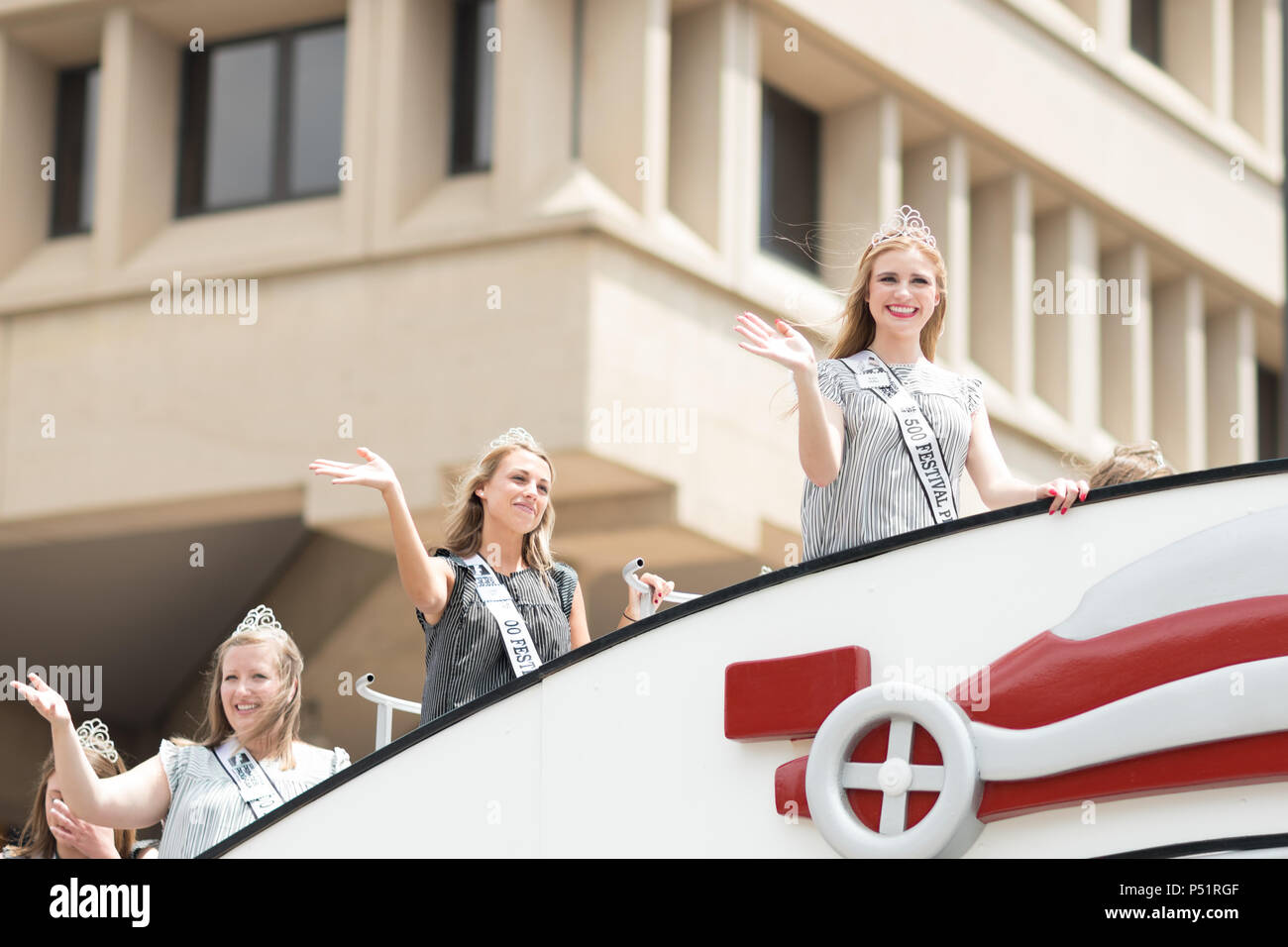 Indianapolis, Indiana, USA - May 26, 2018, The Float carrying the indy ...