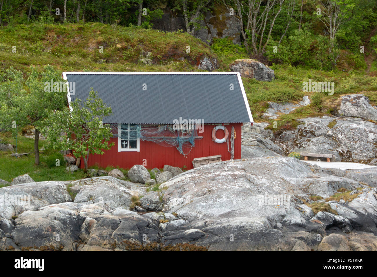 Norway red beach house Stock Photo - Alamy