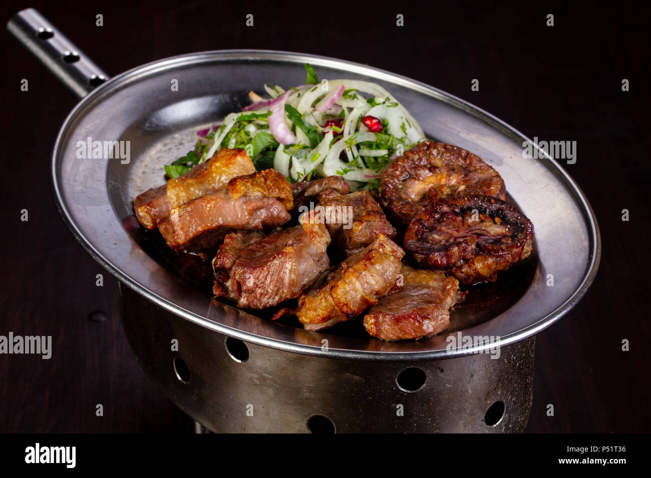 Grilled meat bbq plate mix Stock Photo - Alamy