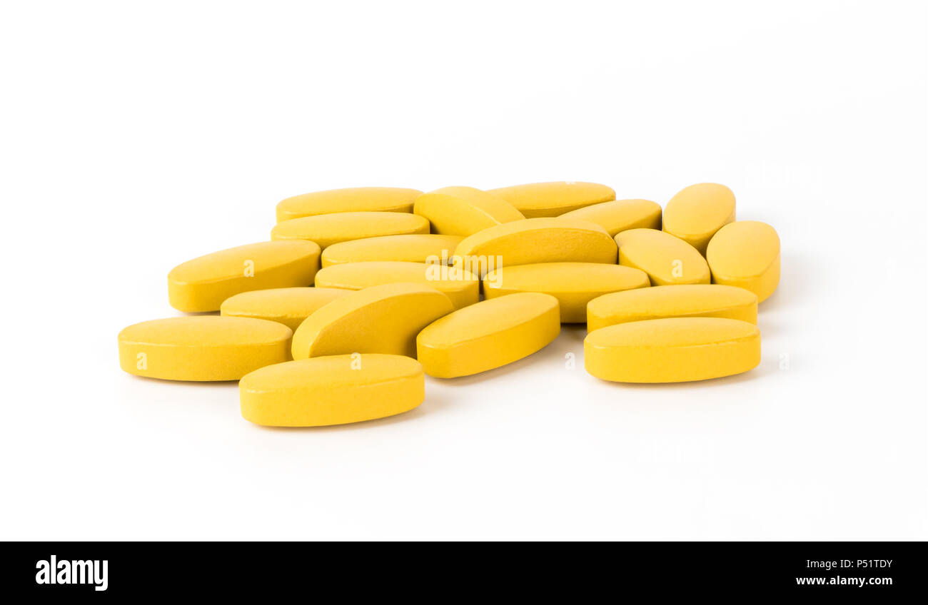 Bunch of Vitamin C Tablets isoalted on white background Stock Photo - Alamy