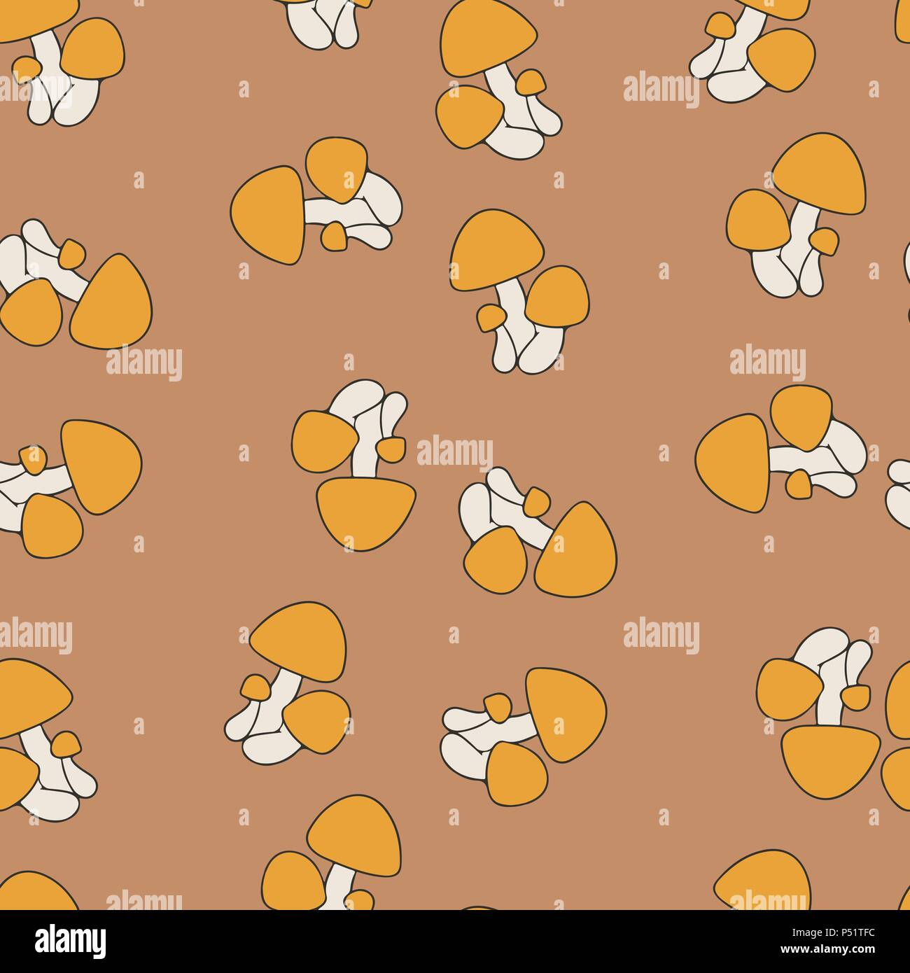Mushroom pattern seamless. Vector illustration. Orange mushrooms on ...