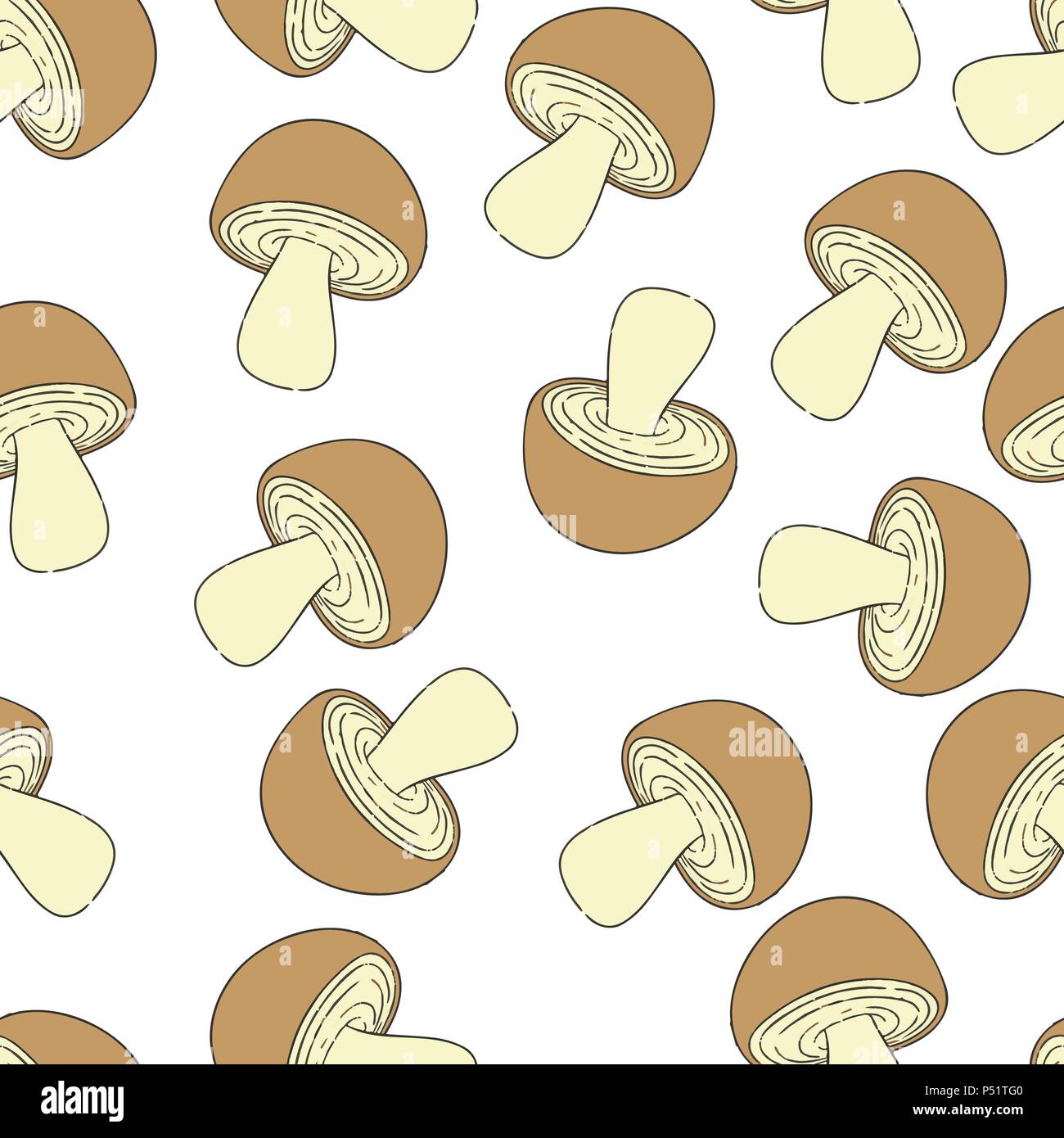 Mushroom pattern seamless. Vector illustration. Brown mushrooms ...