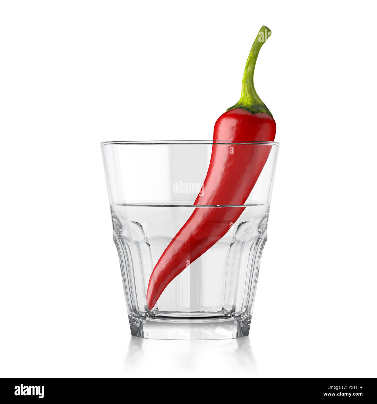 Whiskey clear glass with red chilli Stock Photo - Alamy