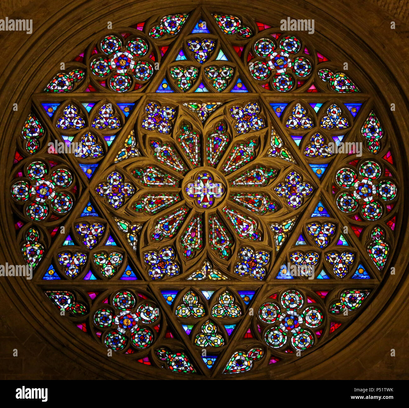 Stained Glass Rose Window (1354) in Valencia Cathedral, Valencia, Spain ...