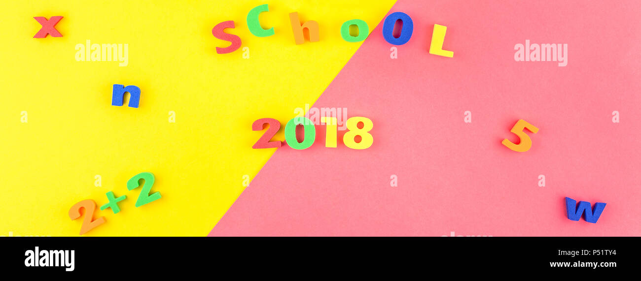 Creative flat lay back to school concept with welcome letters message ...