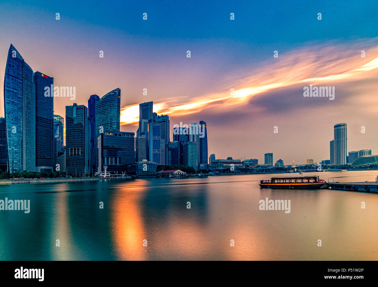Sunset - Dusk - Night Collyer Quay Waterfront from Marina Bay Sands ...