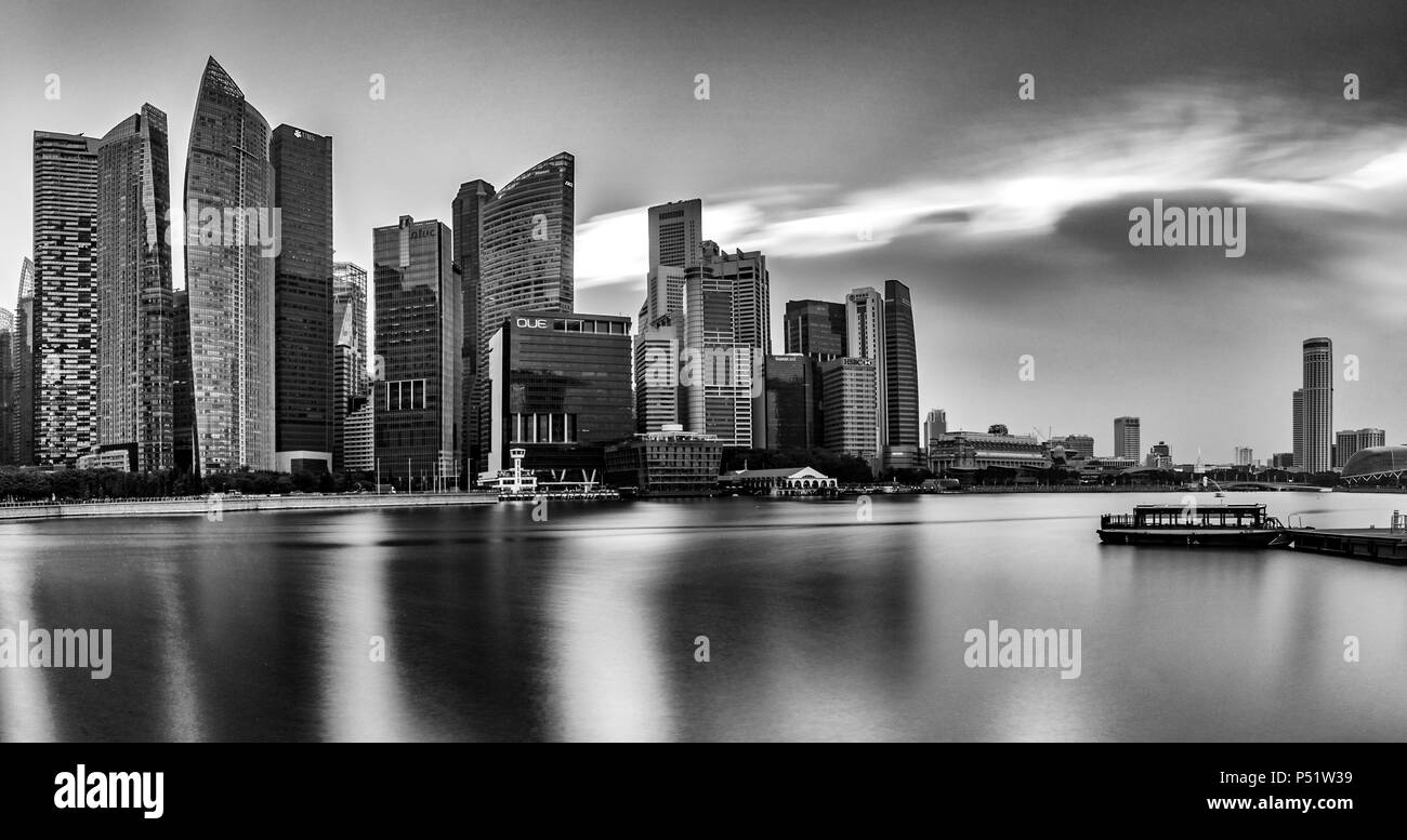 B&W Collyer Quay Waterfront from Marina Bay Sands, Bayfront, Singapore ...