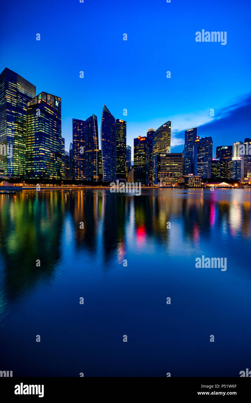 Sunset - Dusk - Night Collyer Quay Waterfront from Marina Bay Sands ...
