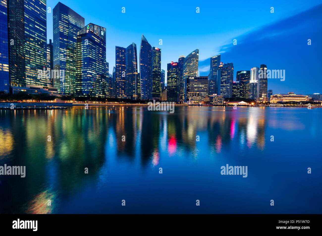 Sunset - Dusk - Night Collyer Quay Waterfront from Marina Bay Sands ...