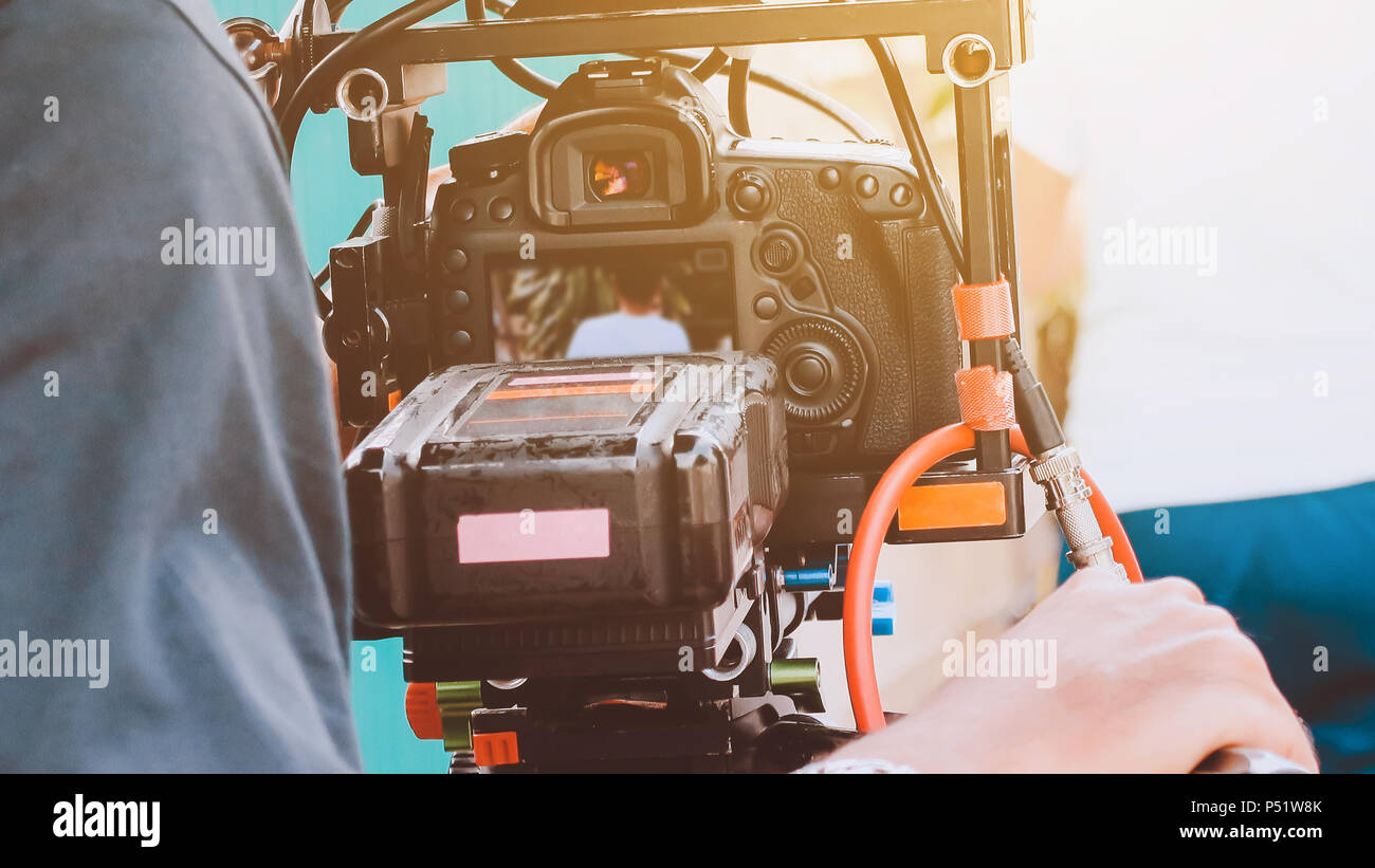 Film production crew, Behind the scenes background Stock Photo - Alamy
